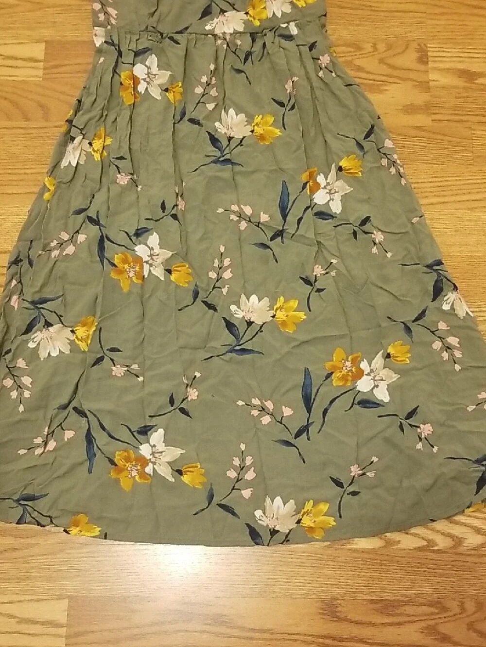 Old Navy | Dresses | Old Navy Olive Green Floral Sundress With Yellow ...